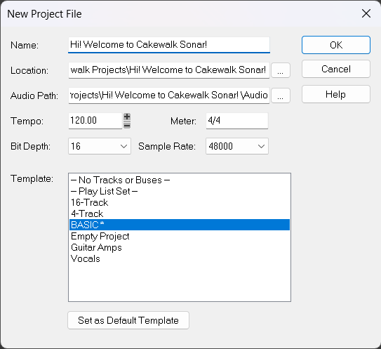 Setting Up Your Project – Cakewalk Help Center Setting Up Your Project – Cakewalk Help Center